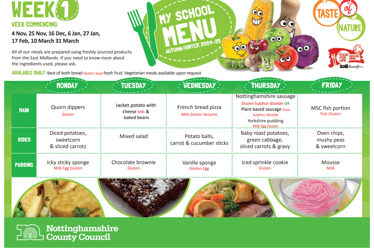 Dinner Menus - Robert Mellors Primary School - Nottingham